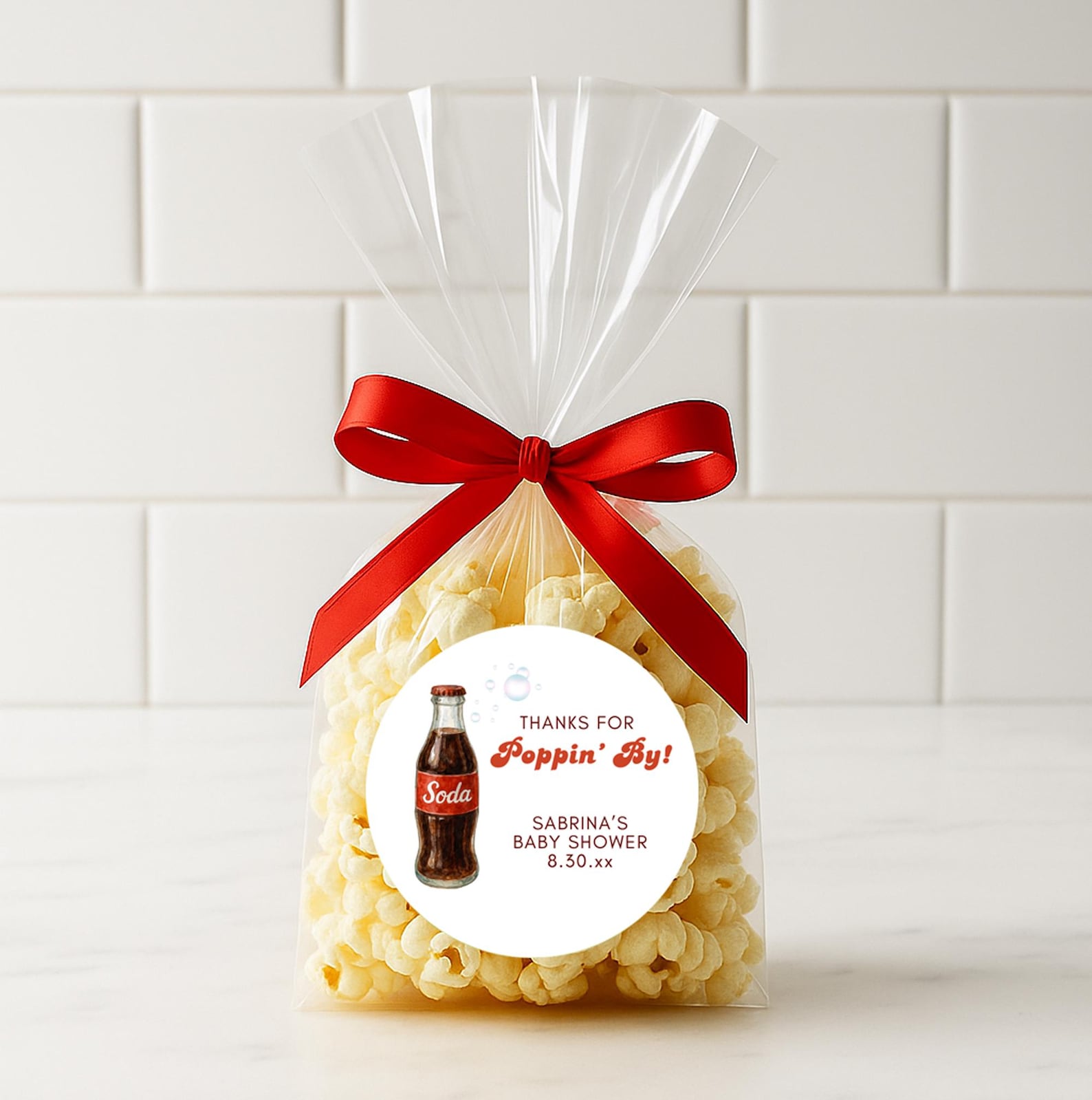 Thanks for Poppin' by Labels, Cola Soda Baby Shower Stickers, Popcorn ...