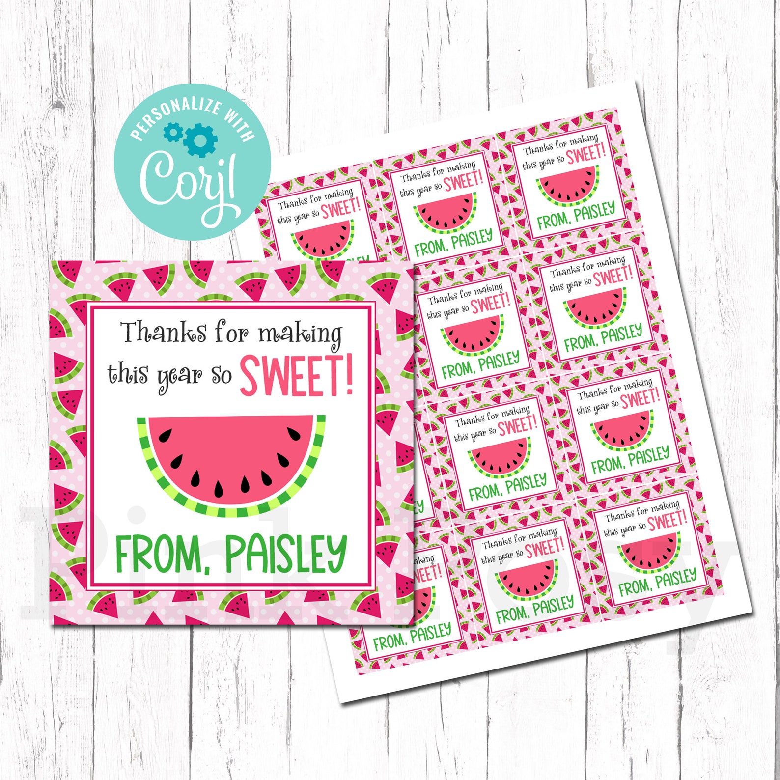 End of School Year Tags Editable Watermelon Tags Classmate - Etsy