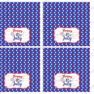 July 4th Bag Toppers, July 4th Treat Bag Favors, Independence Day Bag ...