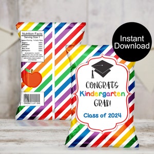 Kindergarten Graduation Party Bundle, Graduation Chip Bags, Printable ...
