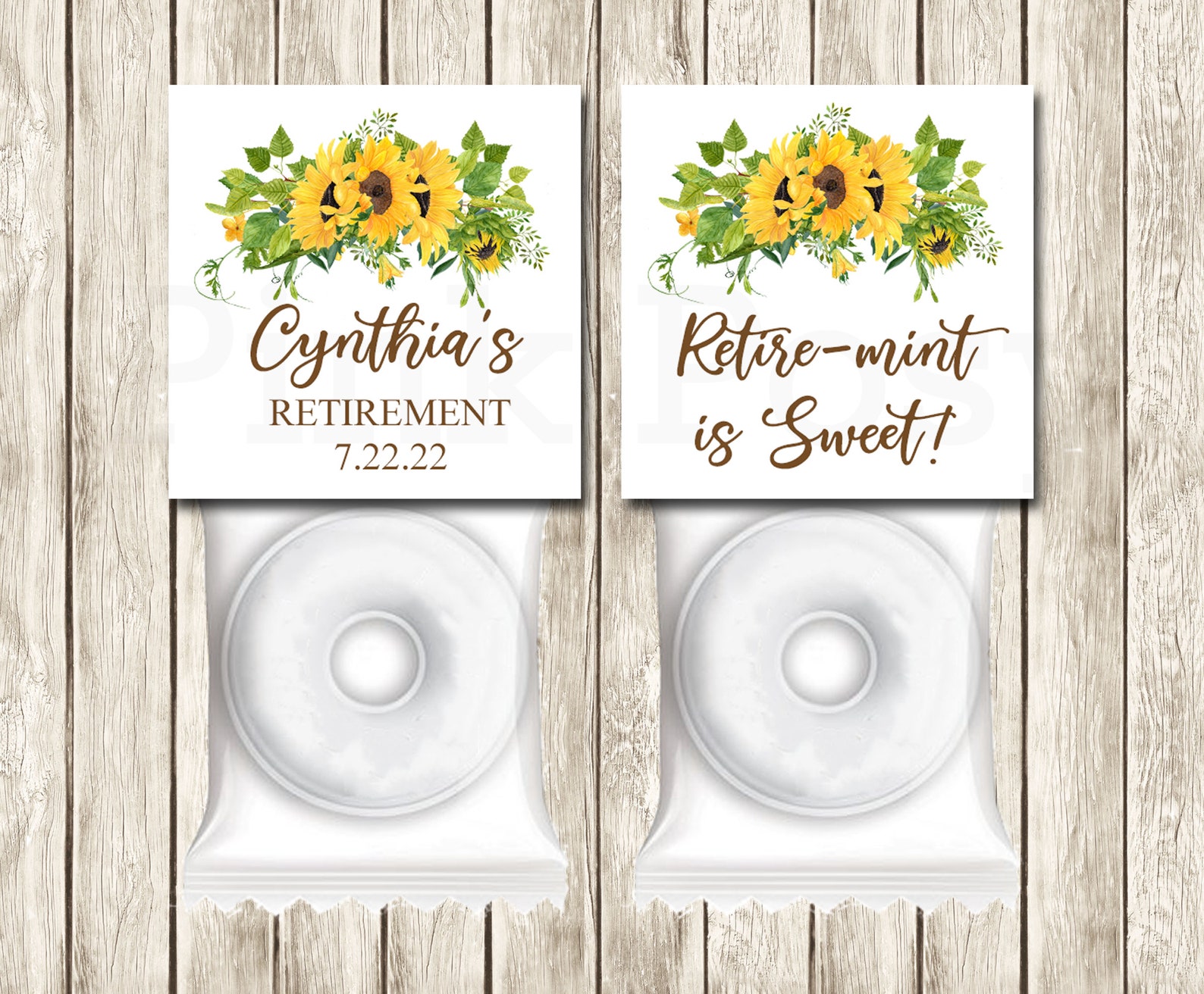 Retirement Mint Favors Retire Mint Custom Mints Sunflower - Etsy