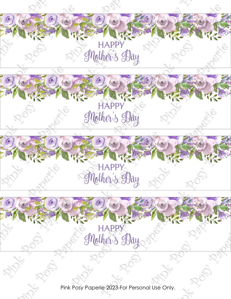 Mother's Day Water Bottle Wrappers, Happy Mother's Day, Printable ...