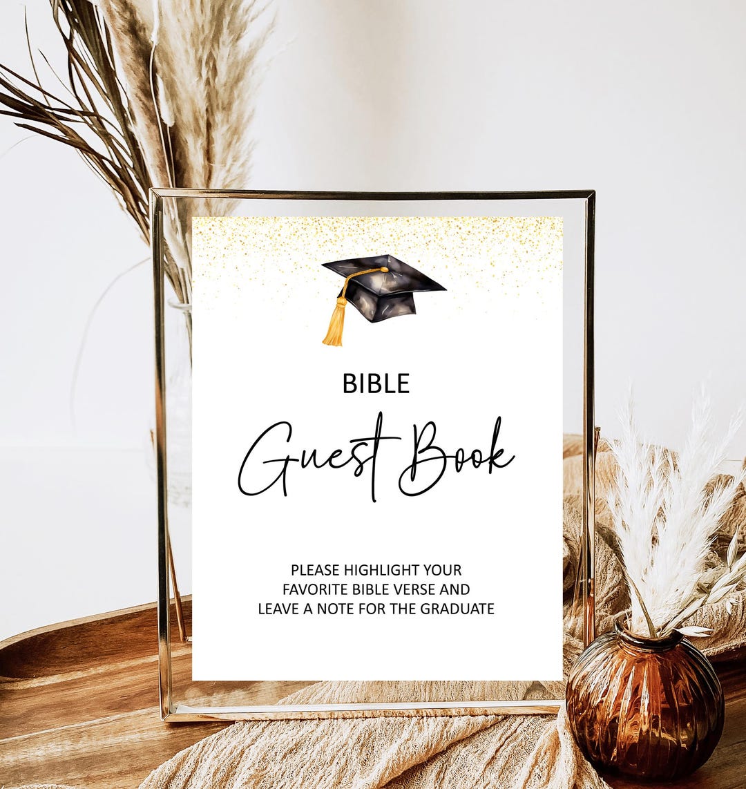 Graduation Bible Guest Book Sign, Minimalist Table Sign, High School ...
