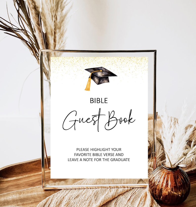 Graduation Bible Guest Book Sign, Minimalist Table Sign, High School ...