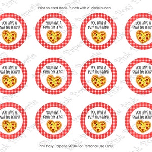 Pizza My Heart Valentine Tags, Printable Valentine's Day Cookie Tags ...