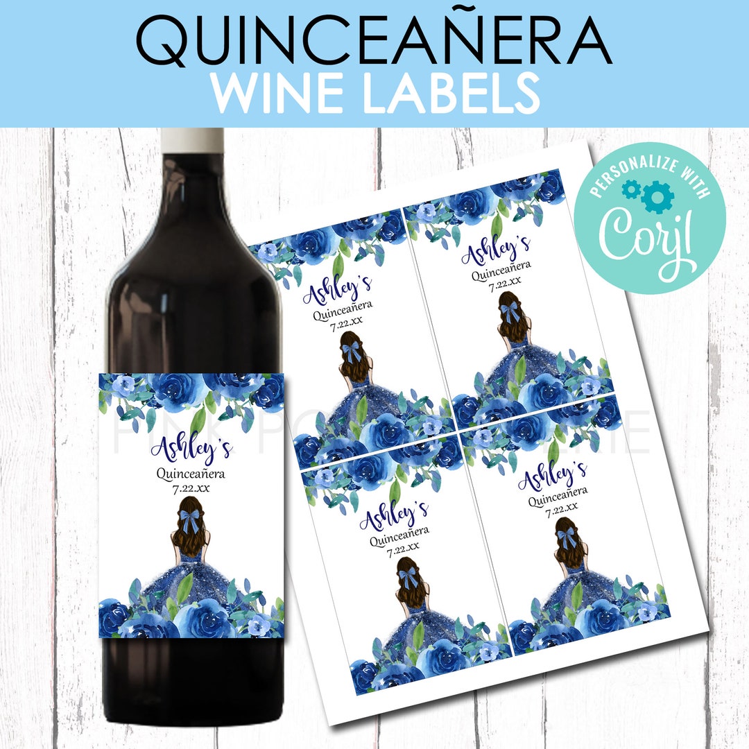 Quinceanera Wine Bottle Labels, Quinceanera Wine Template, Printable ...