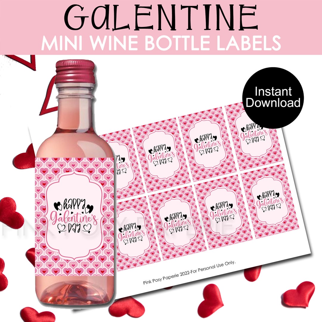 Galentine's Day Mini Wine Labels, Happy Galentine's Day Wine, Printable ...