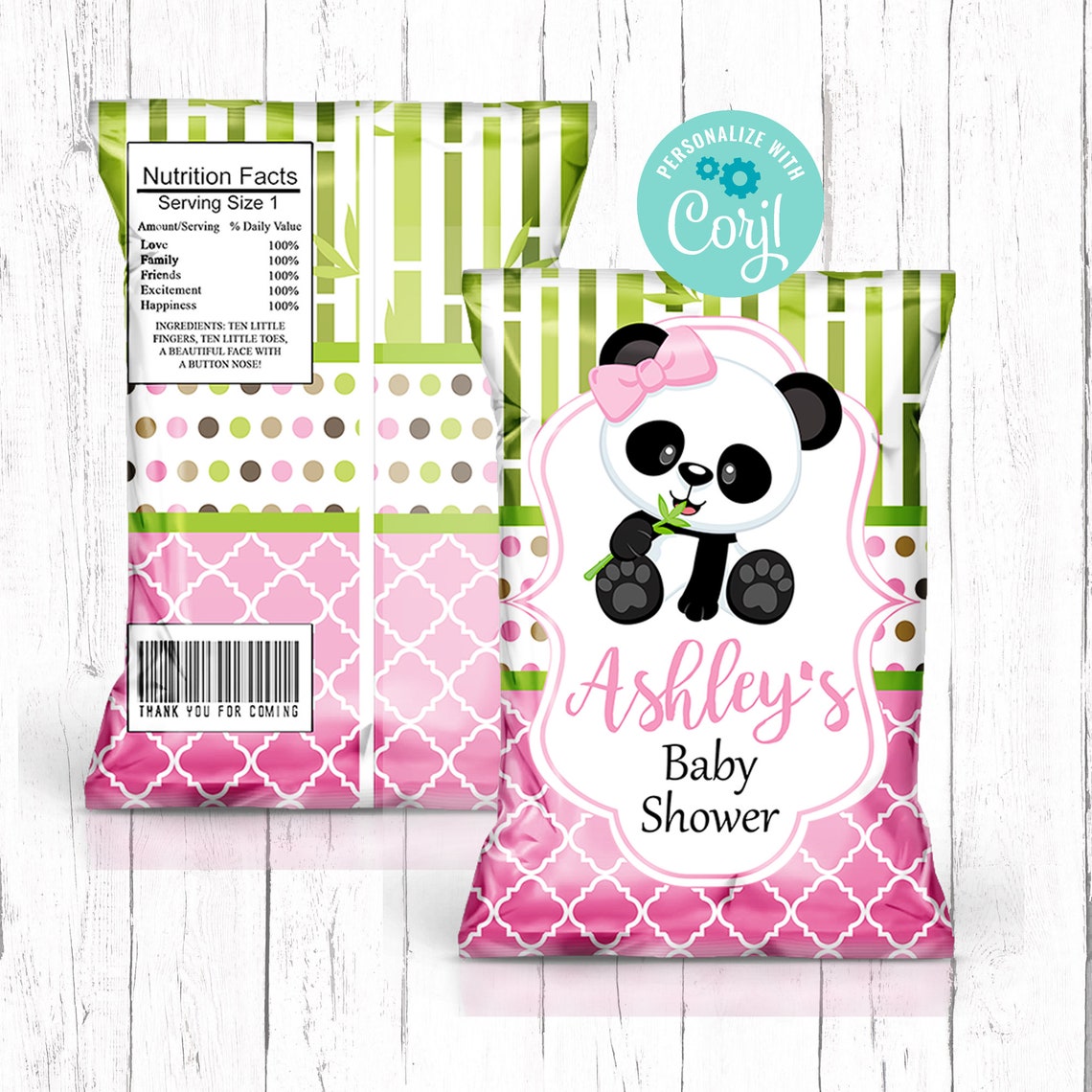 Editable Panda Chip Bag Baby Shower Chip Bag Panda Baby Girl - Etsy