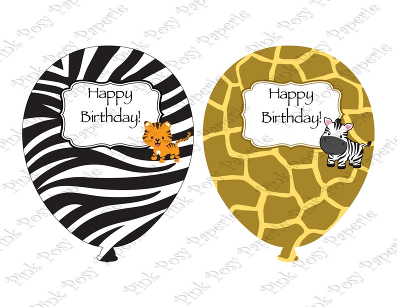 Editable Birthday Balloons, Safari Birthday Balloons, Class Decoration ...