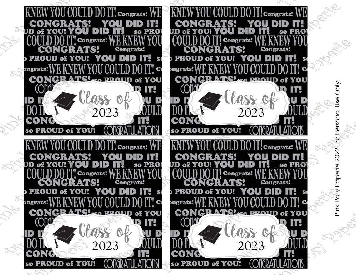 Graduation Treat Bag Toppers Black Silver Chocolate Treat Bag - Etsy