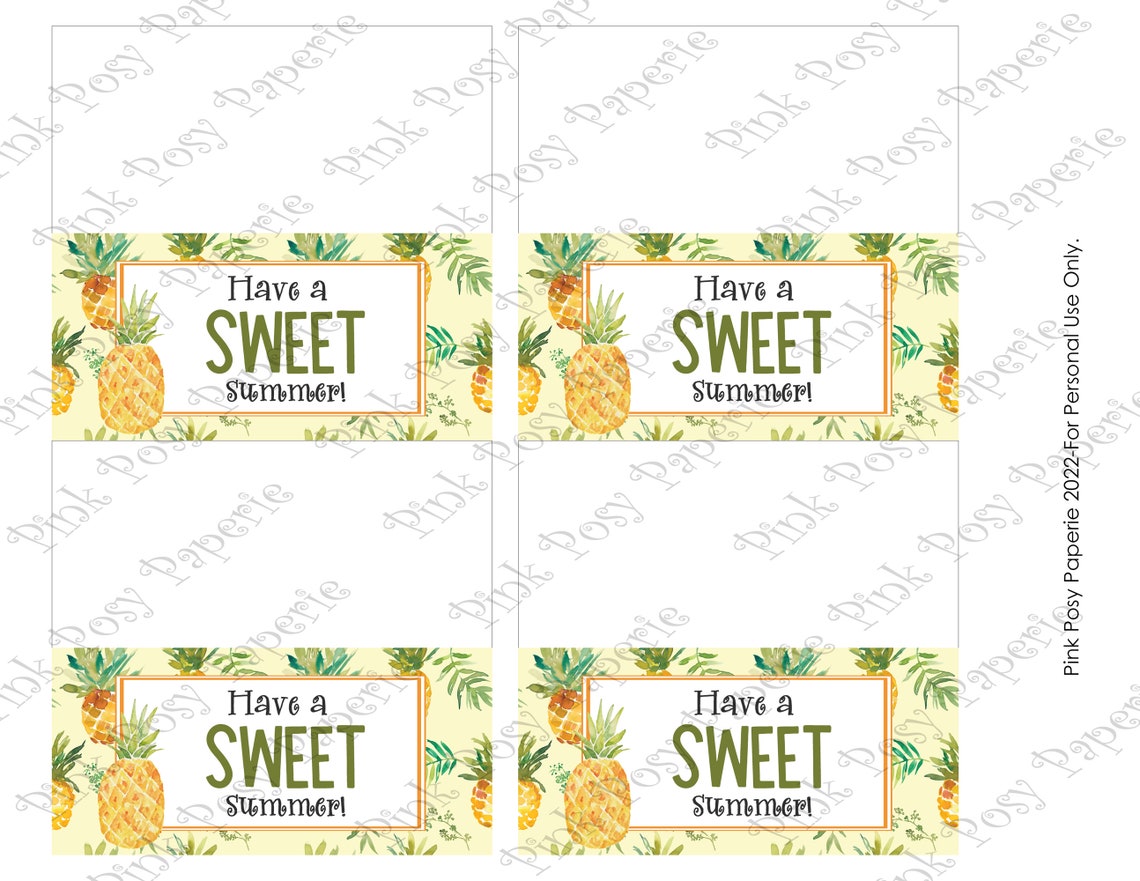 End of School Year Bag Toppers, Pineapple Treat Bag Favors, Sweet ...