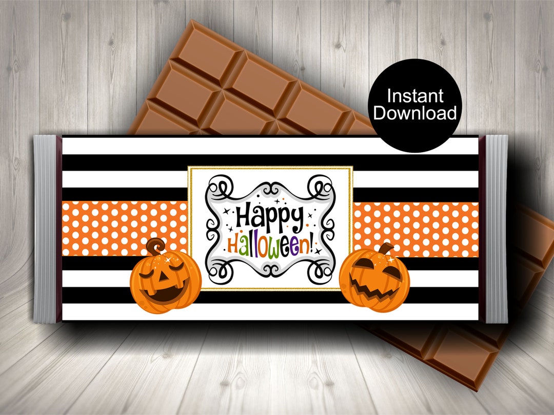 Halloween Candy Bar Wrappers, Halloween Party Favors, Pumpkin Wrappers ...