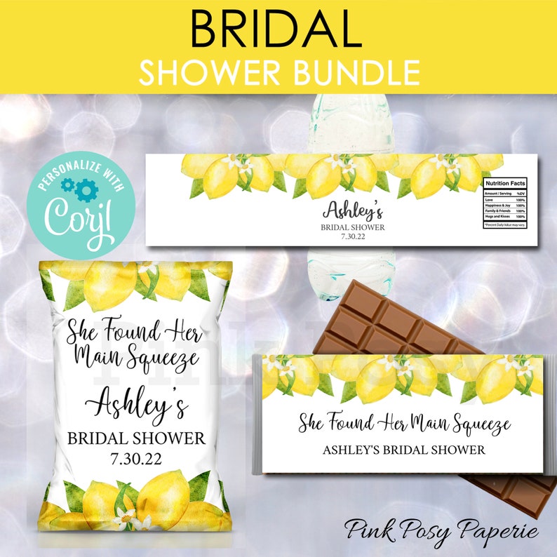 Editable Bridal Shower Favor Bundle Lemons Theme Bridal - Etsy