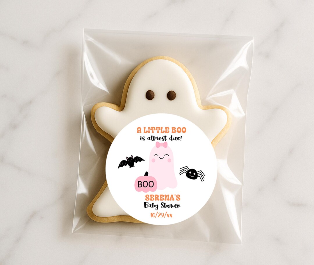 Halloween Baby Shower, Pink Ghost Labels, Baby Shower Favor Labels ...