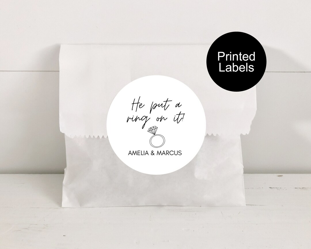 He Put a Ring on It Labels, Bridal Shower Stickers, Diamond Ring Labels ...