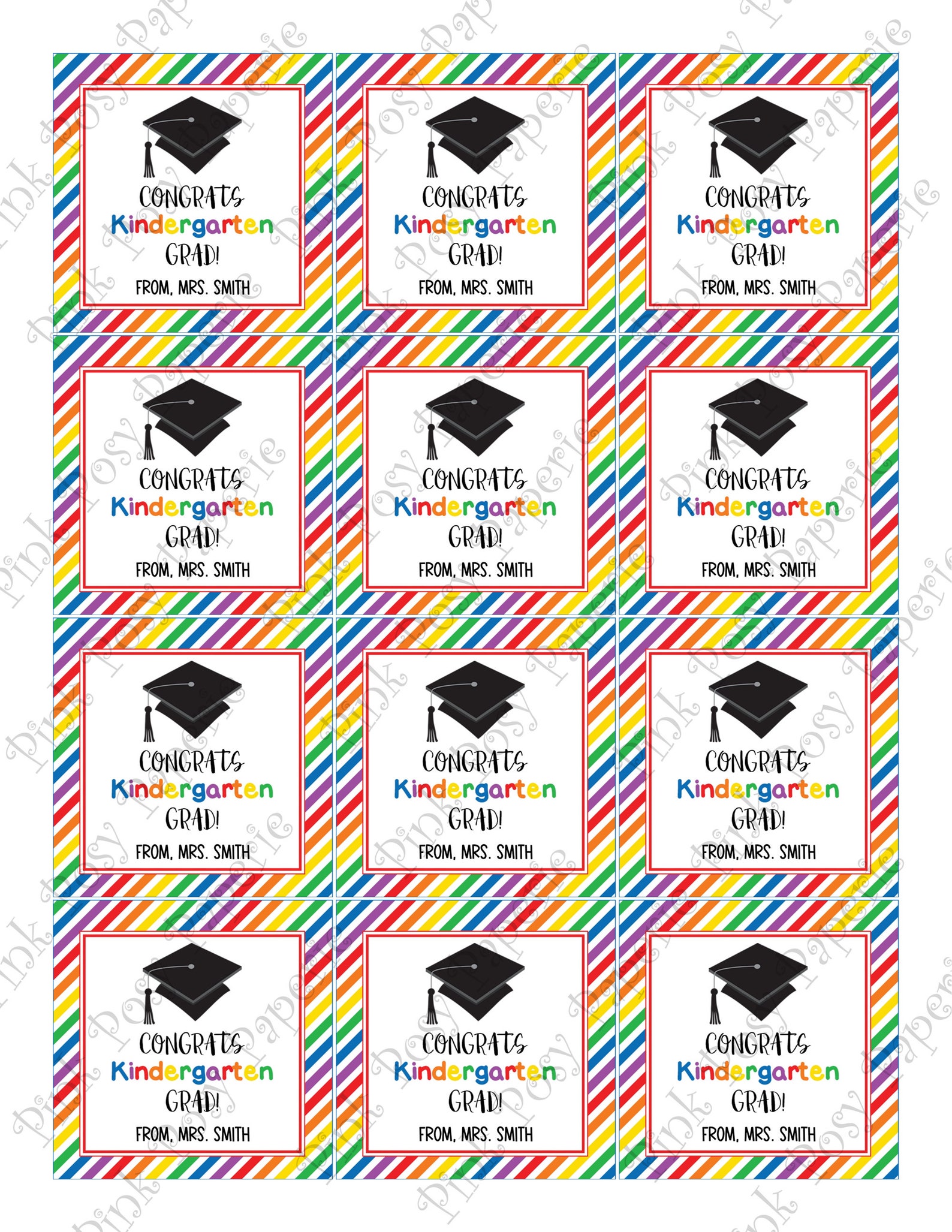 Kindergarten Graduation Tags, Graduation Party Tags, Graduation ...