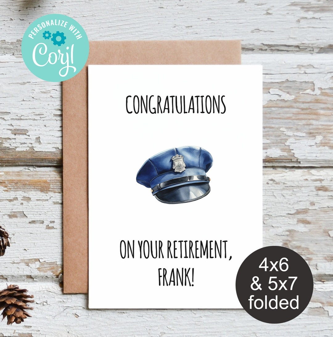 Editable Retirement Card, Police Retirement, Printable Card, Digital ...