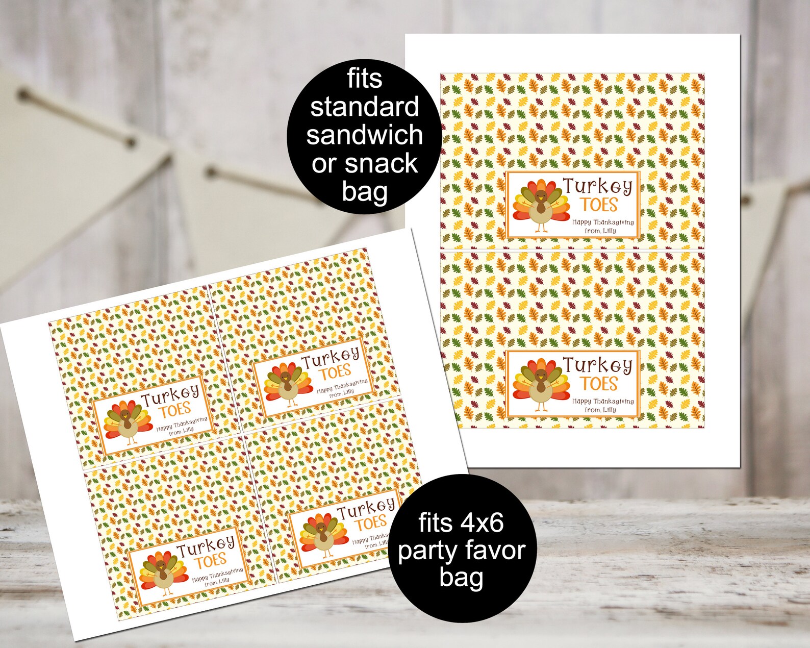 Thanksgiving Bag Toppers, Turkey Toes, Treat Bag Favors, Favors for ...