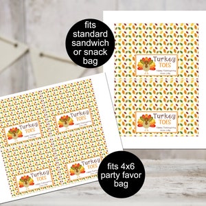 Thanksgiving Bag Toppers, Turkey Toes, Treat Bag Favors, Favors for ...