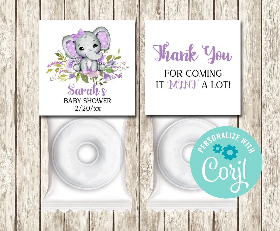 Editable Baby Shower Mint Favors, Girl Baby Shower, Custom Shower Mints ...
