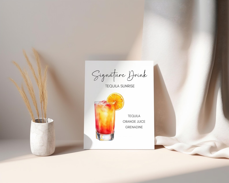 Tequila Sunrise Sign, Signature Cocktail, Bachelorette Party, Bridal ...