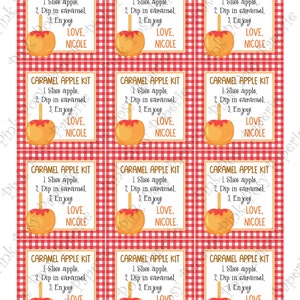 Editable Caramel Apple Kit Tags, Caramel Apple Gift Tags, Personalized ...