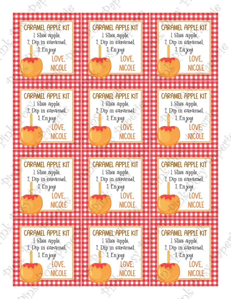 Editable Caramel Apple Kit Tags Caramel Apple Gift Tags - Etsy