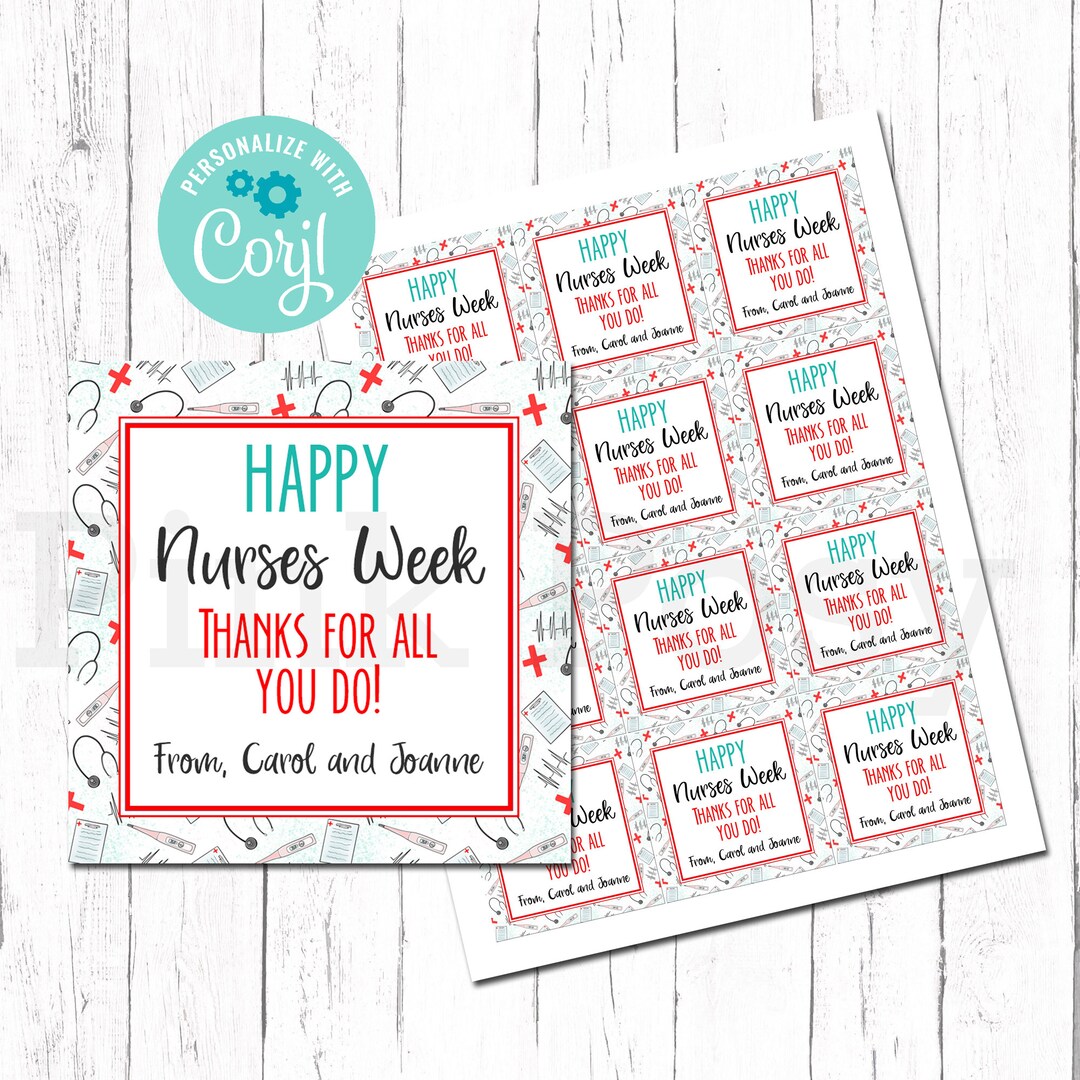 Editable Nurses Week Tags, Happy Nurses Week Gift Tags, Nurse ...