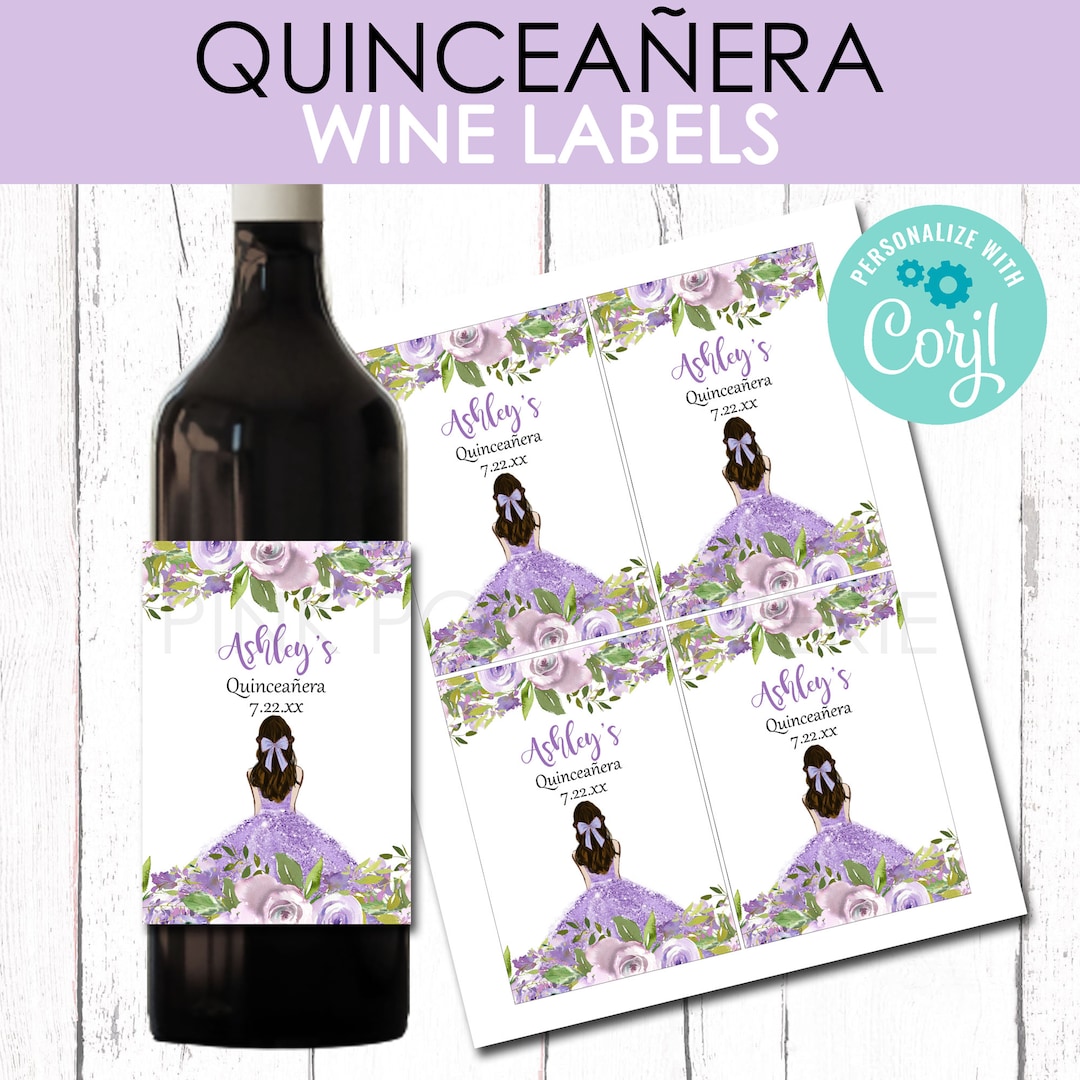 Quinceanera Wine Bottle Labels, Quinceanera Wine Template, Printable ...