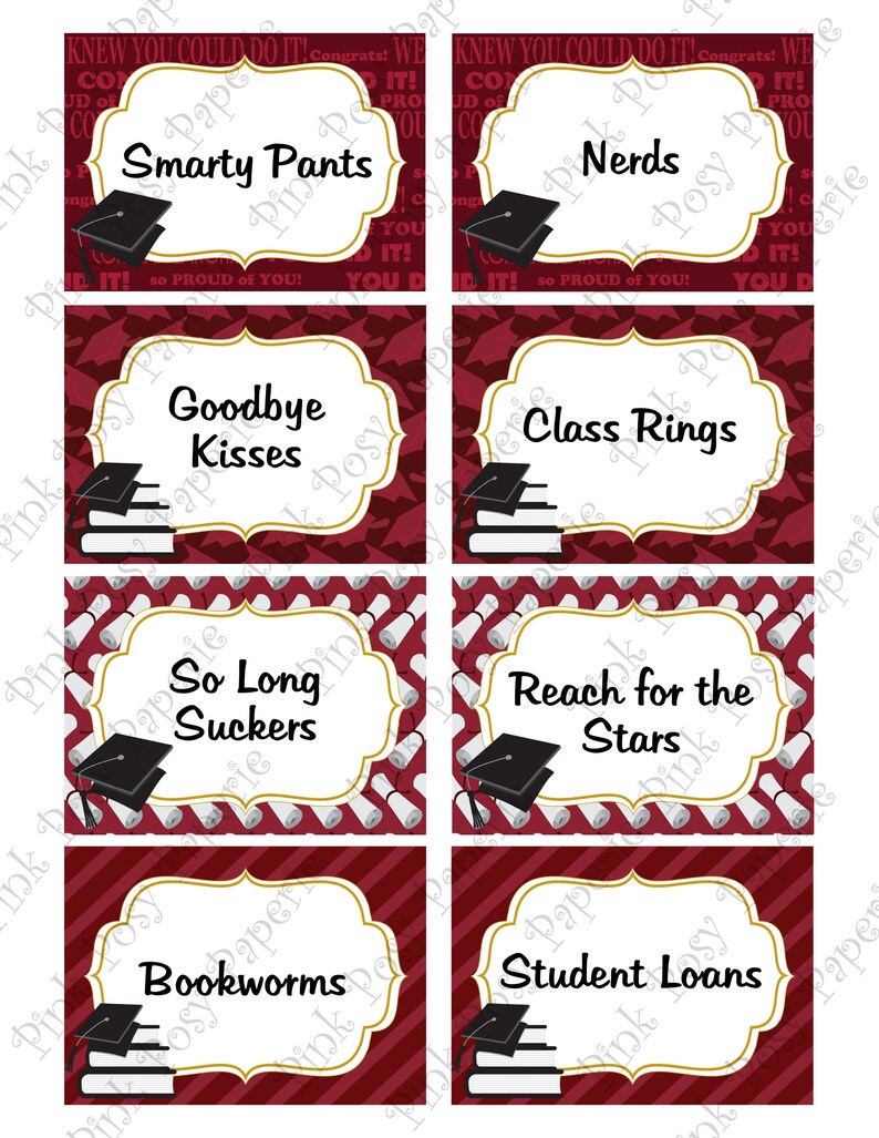 Editable Graduation Candy Labels Candy Bar Candy Buffet - Etsy