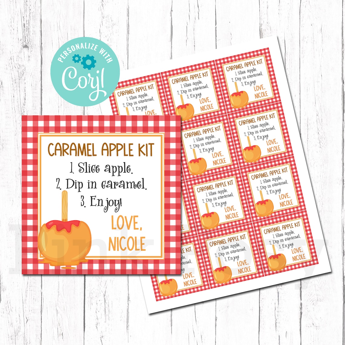 Editable Caramel Apple Kit Tags Caramel Apple Gift Tags - Etsy