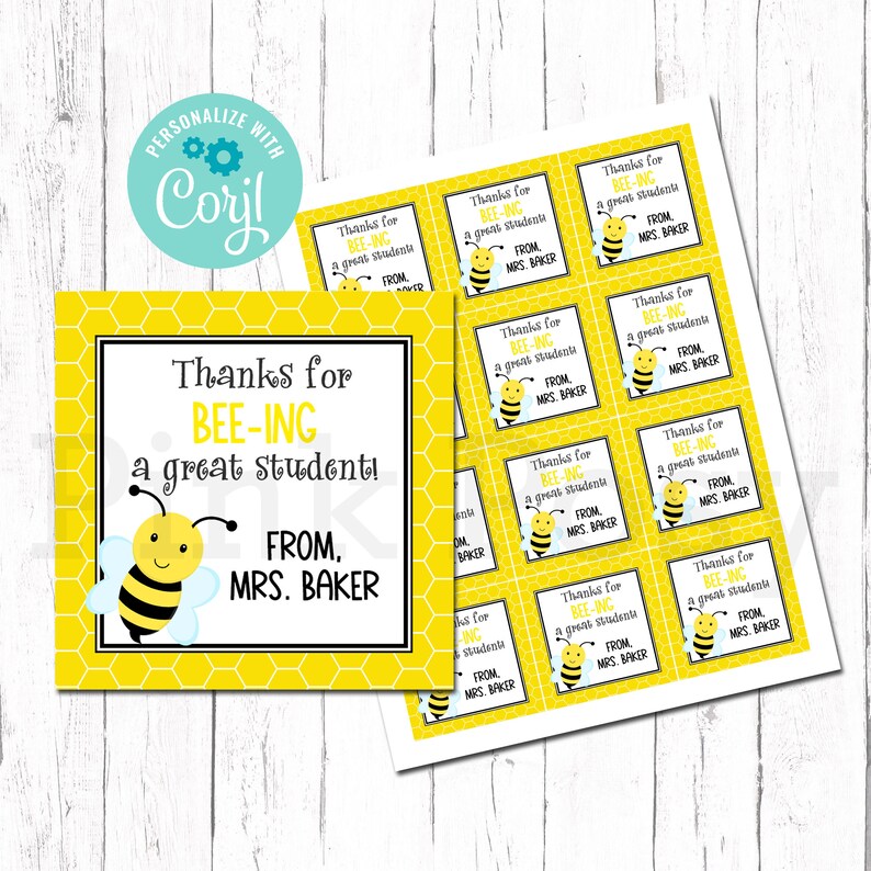 End of School Year Tags Editable Bee Tags Student Gift Tags - Etsy