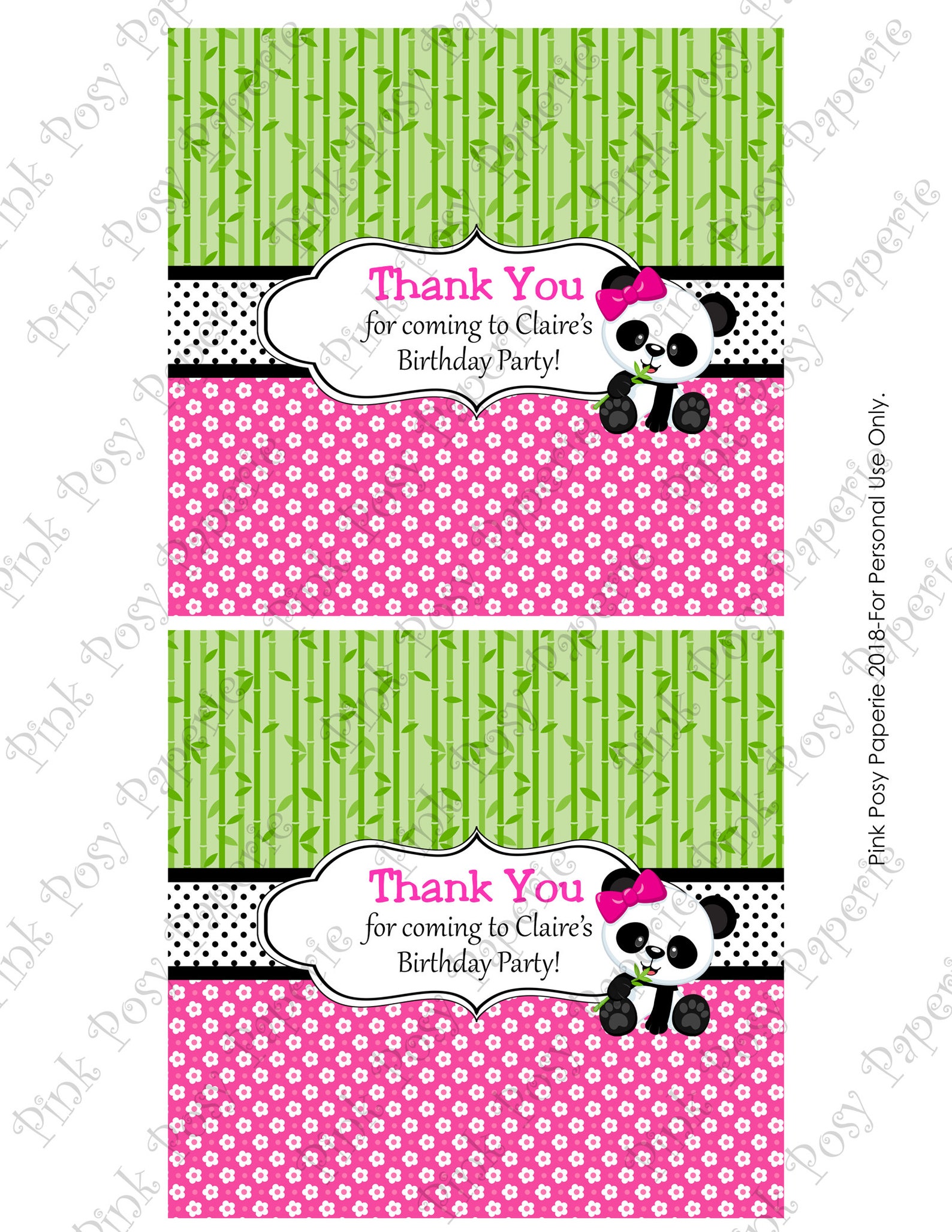Editable Panda Candy Bar Wrapper Panda Girl Birthday Candy - Etsy