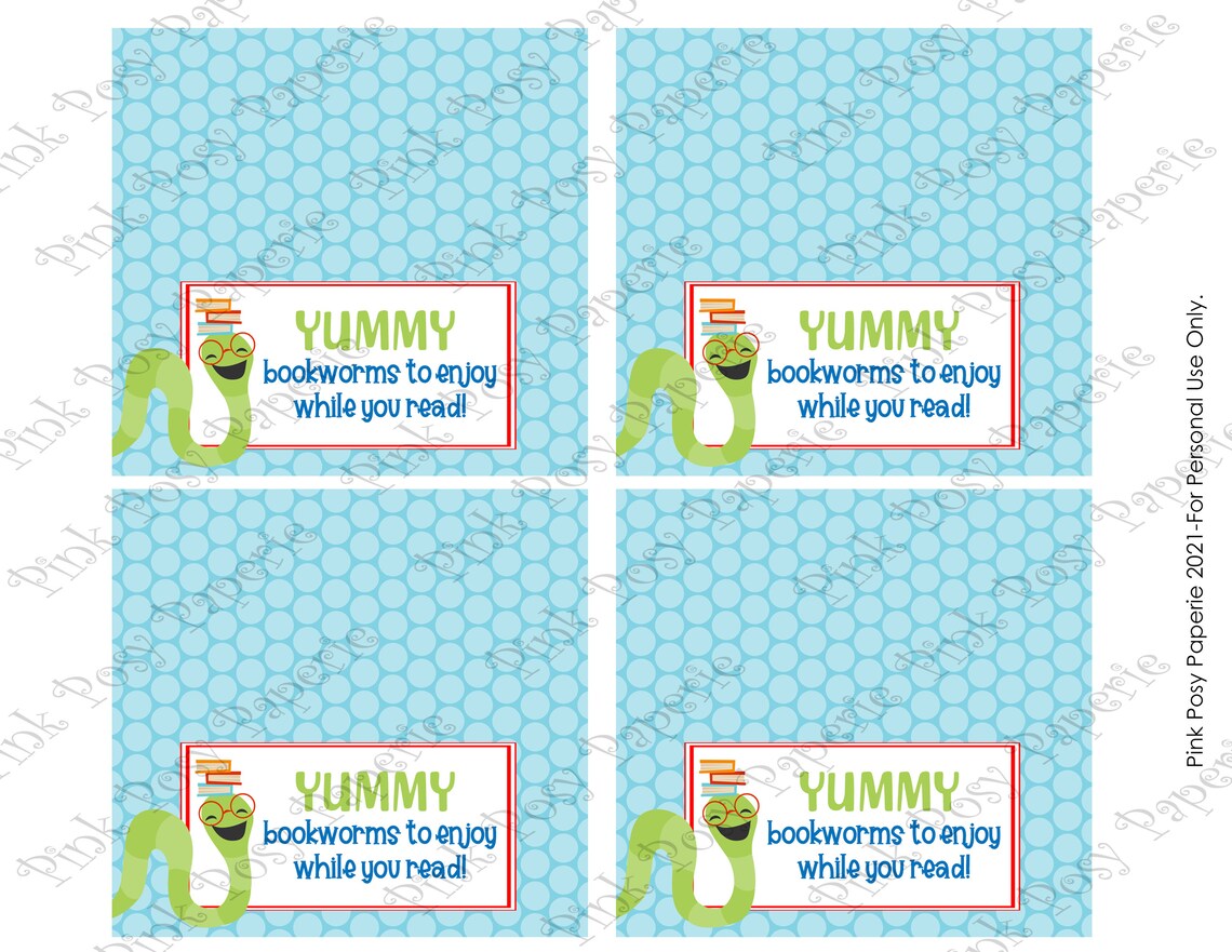 Bookworm Toppers School Treat Bag Favors Back to School - Etsy