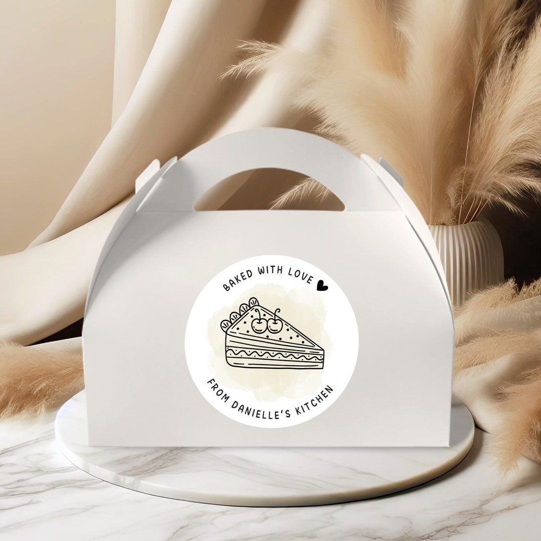 Baked With Love Labels, Bakery Business Stickers, Cake Stickers, Treat ...