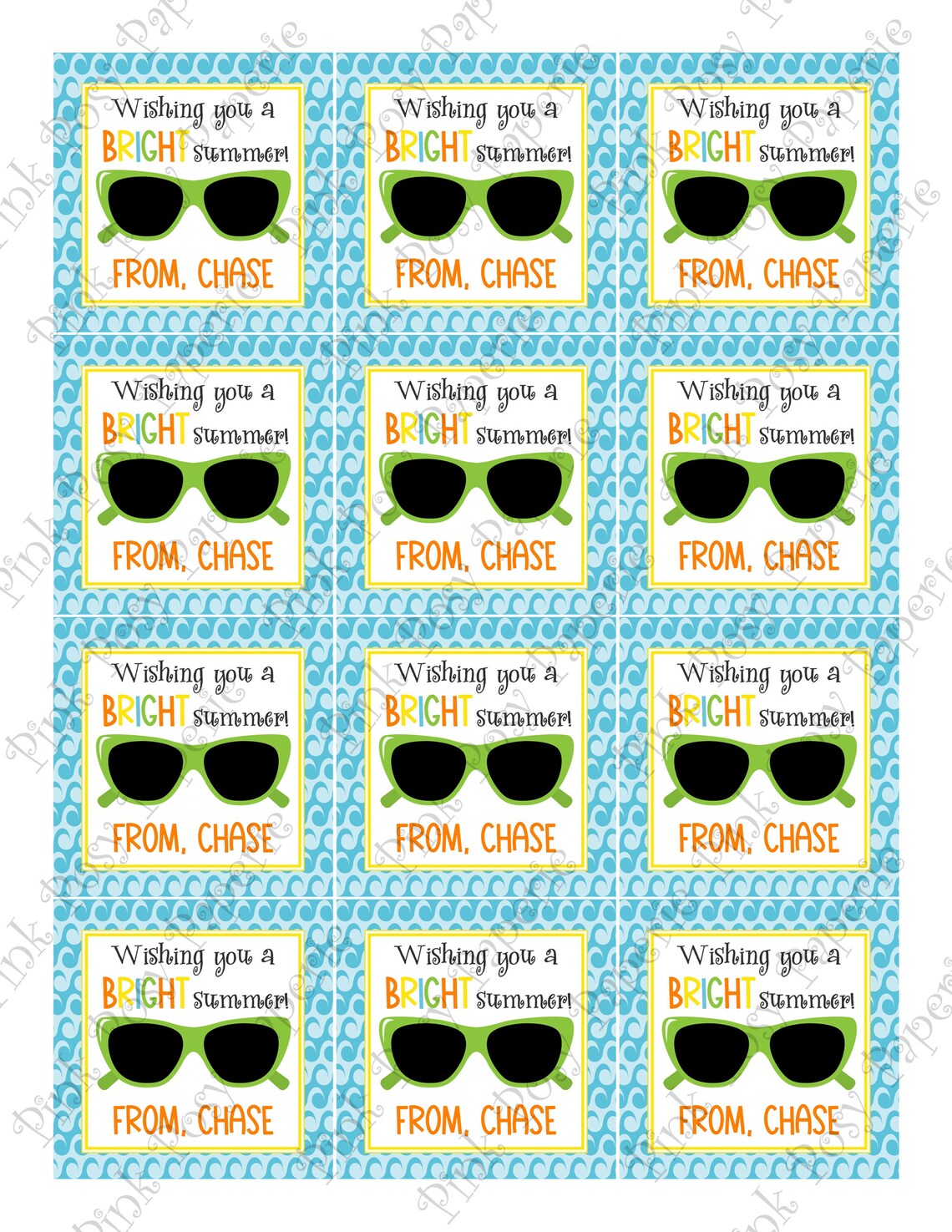 End of School Year Tags Editable Sunglasses Tags Classmate - Etsy