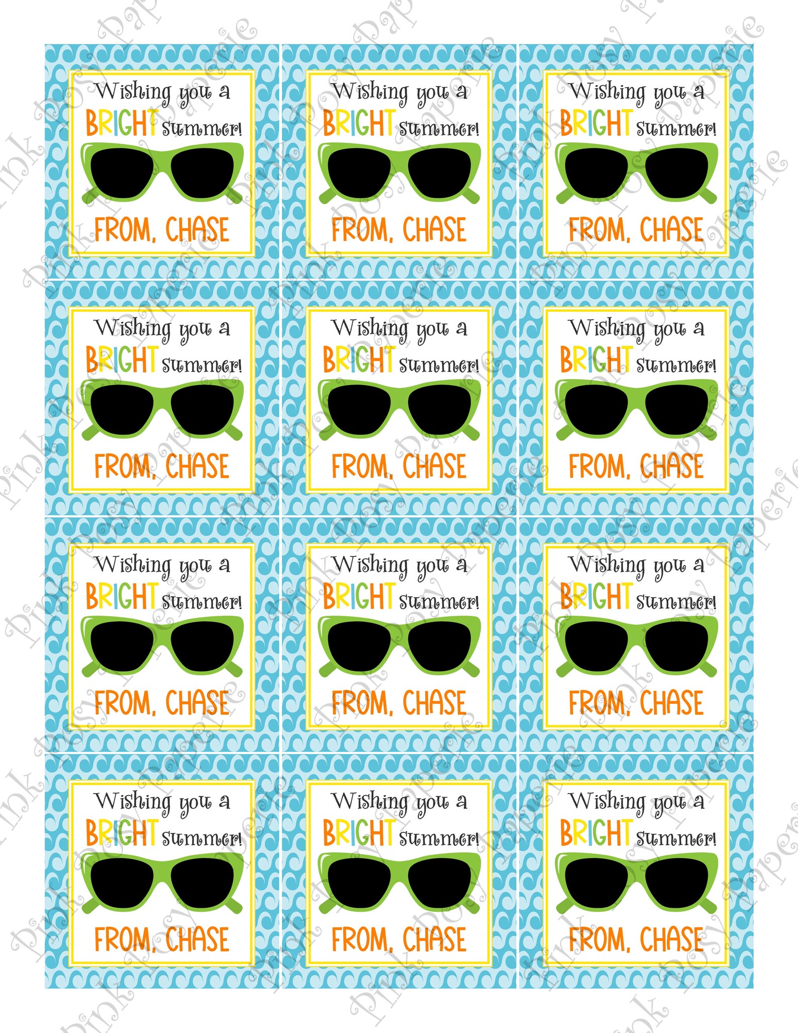 End of School Year Tags Editable Sunglasses Tags Classmate - Etsy