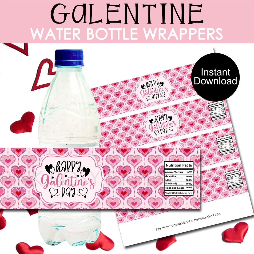Galentine's Day Water Bottle Wrappers, Galentine's Party Favors ...