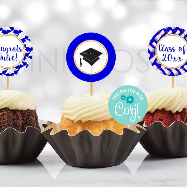 Blue Cupcake Toppers - Etsy