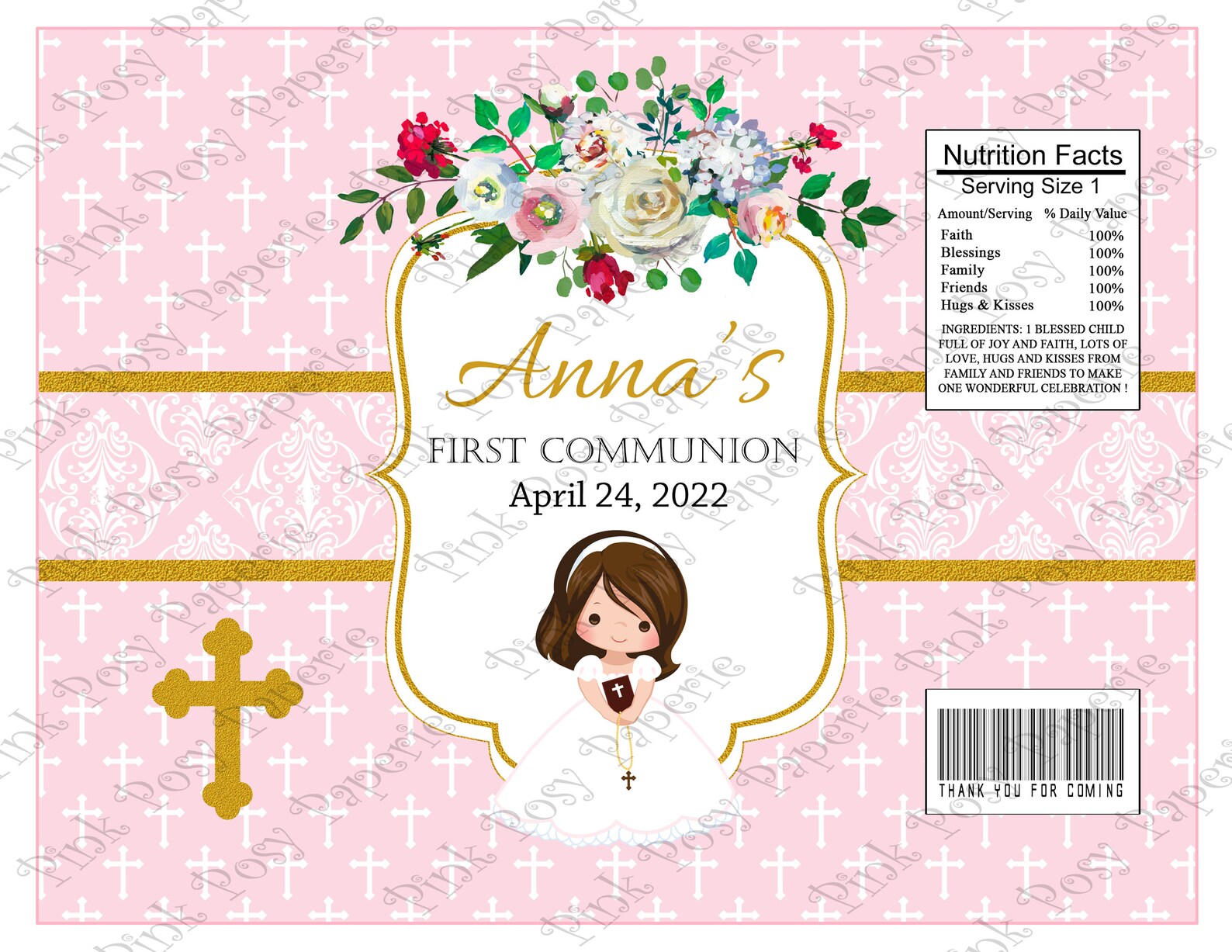 Editable First Communion Chip Bags, Girl Communion Treats, Communion ...