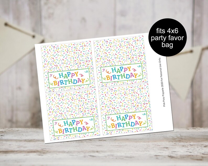 Birthday Bag Toppers, Birthday Treat Bag Favors, Confetti Bag Toppers ...