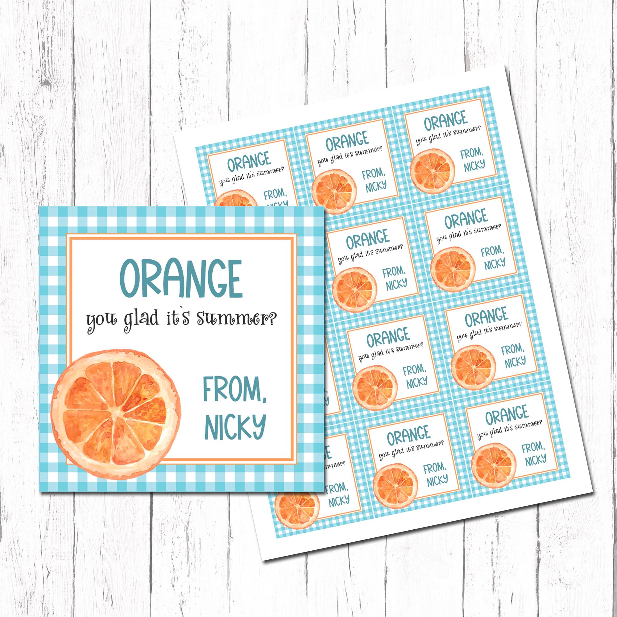End of School Year Tags, Editable Orange Tags, Classmate Gift Tags ...