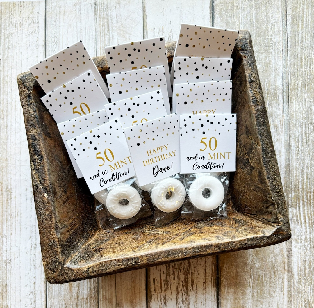 Black Gold Birthday Mint Favors, 50th Birthday Favors, in Mint ...