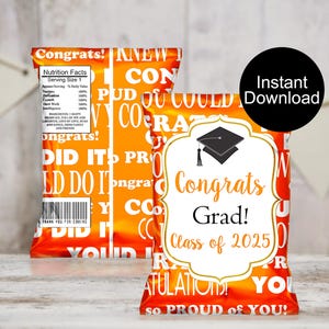 Graduation Chip Bag, Class of 2025 Chip Bags, Graduation Treats ...