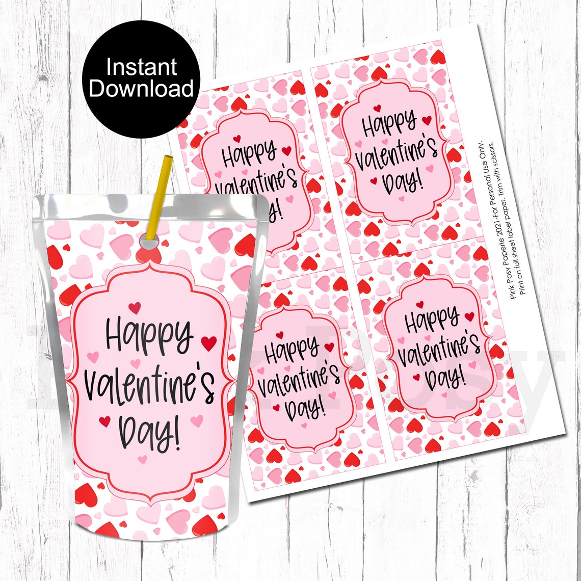 Valentine Party Bundle, Valentine's Day Chip Bags, Printable Digital ...