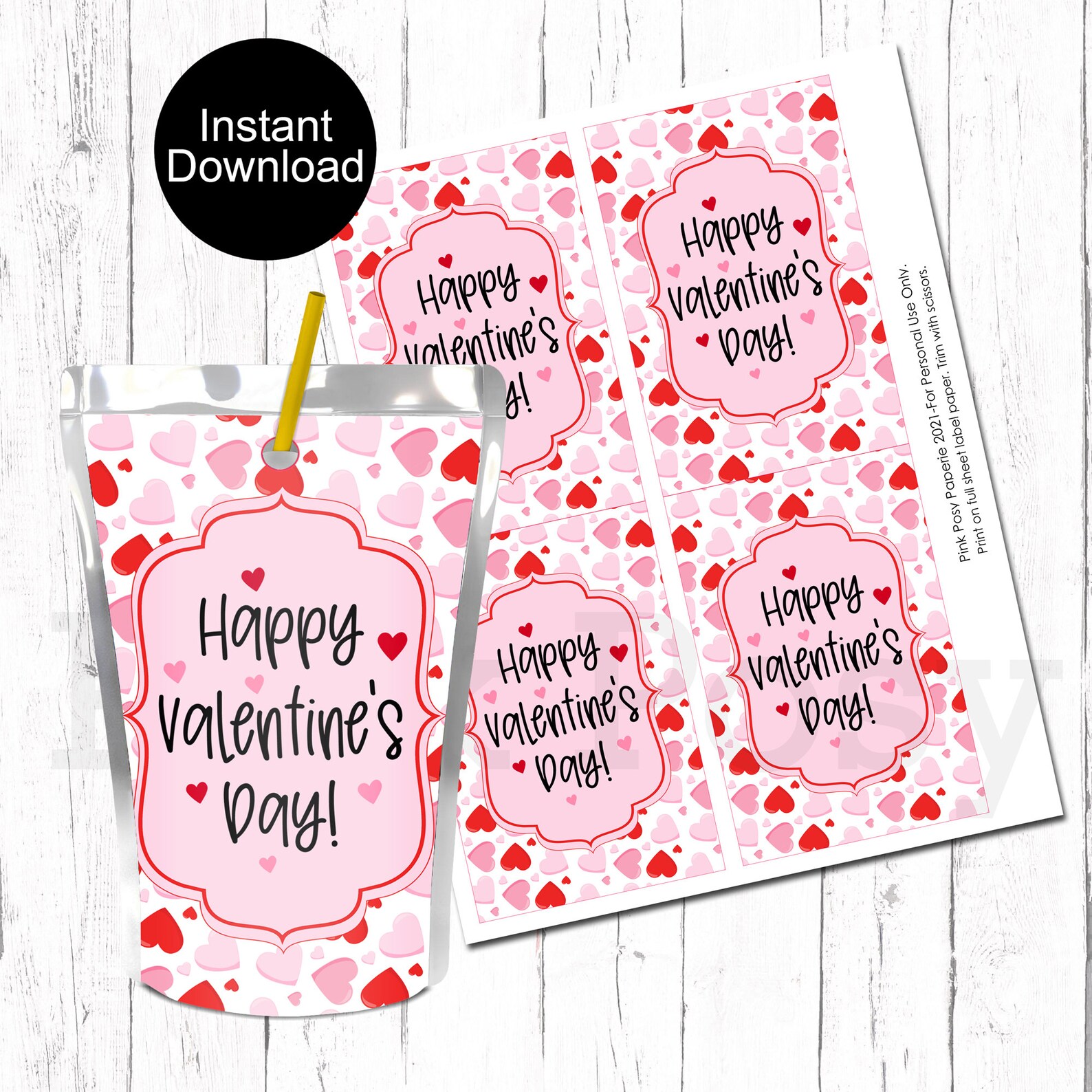 Valentine Party Bundle, Valentine's Day Chip Bags, Printable Digital ...