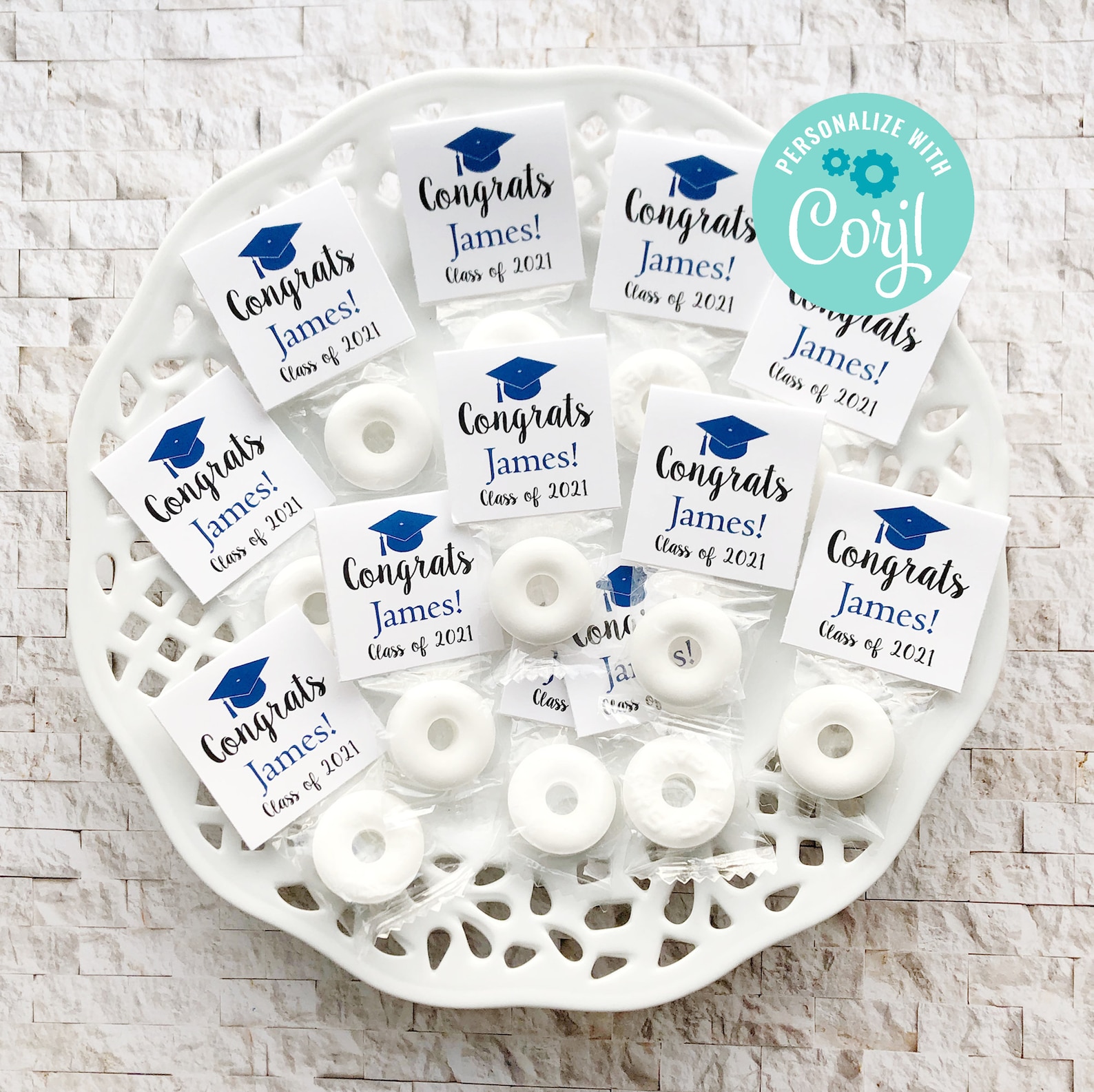 Editable Graduation Mint Favors, Class of 2024, Custom Mints, Navy Blue ...