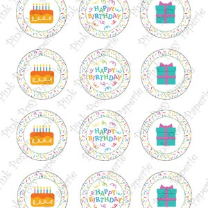 Birthday Cupcake Toppers, Confetti Cupcake Toppers, Birthday Party ...
