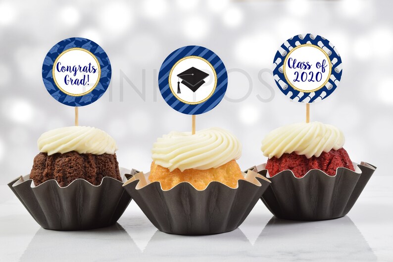 navy-blue-graduation-cupcake-toppers-navy-graduation-decor-etsy