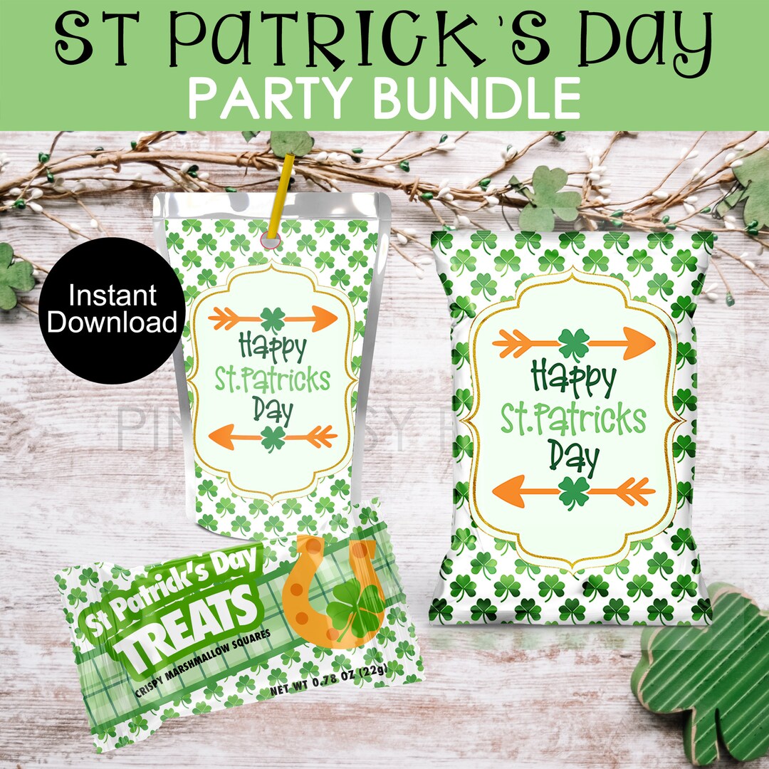 St Patrick's Day Party Bundle, St Patrick's Chip Bags, Printable Favors ...